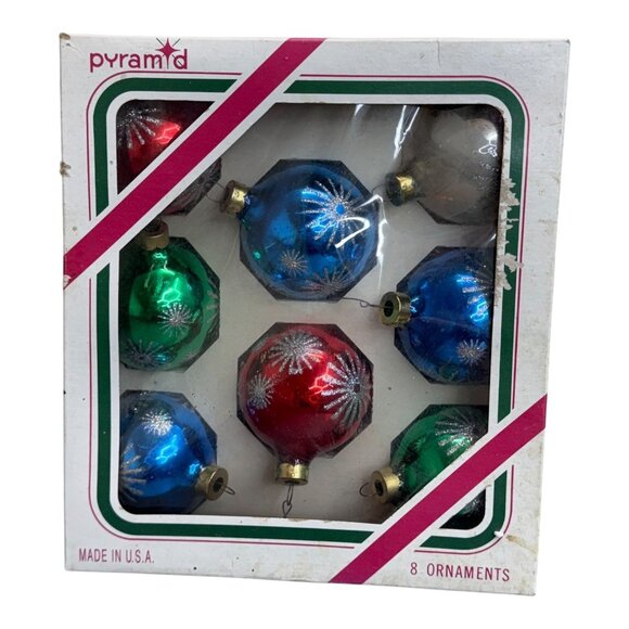 Pyramid | Holiday | Vintage Pyramid Glass Christmas Ornaments Set Of 8 ...